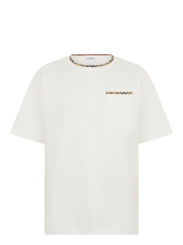 Burberry Short-sleeve Minimal Graphic T-shirt With Contrasting Crew Neck - White