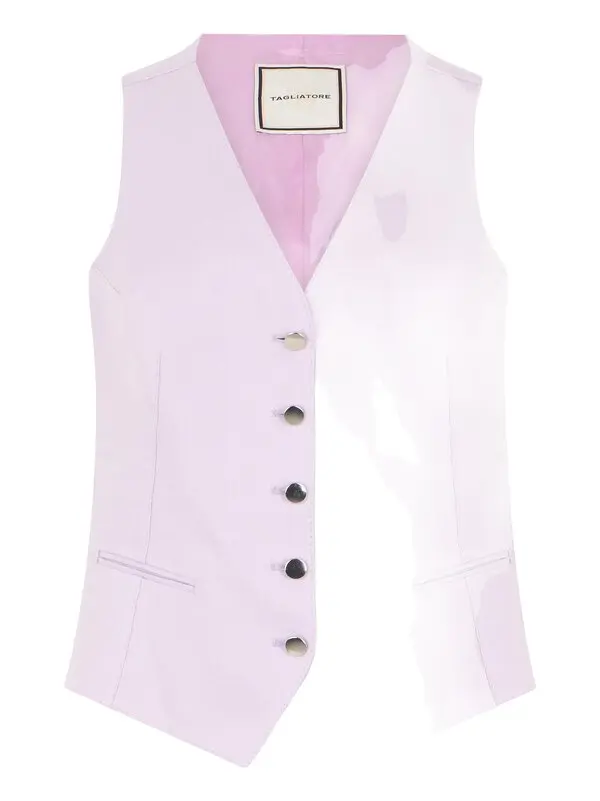 0205 TAGLIATORE Tagliatore 0205 Linen Vest With Contrast Buttons - Lilac
