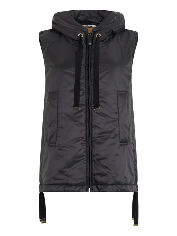 Max Mara Padded Hooded Vest With Adjustable Side Laces - Black