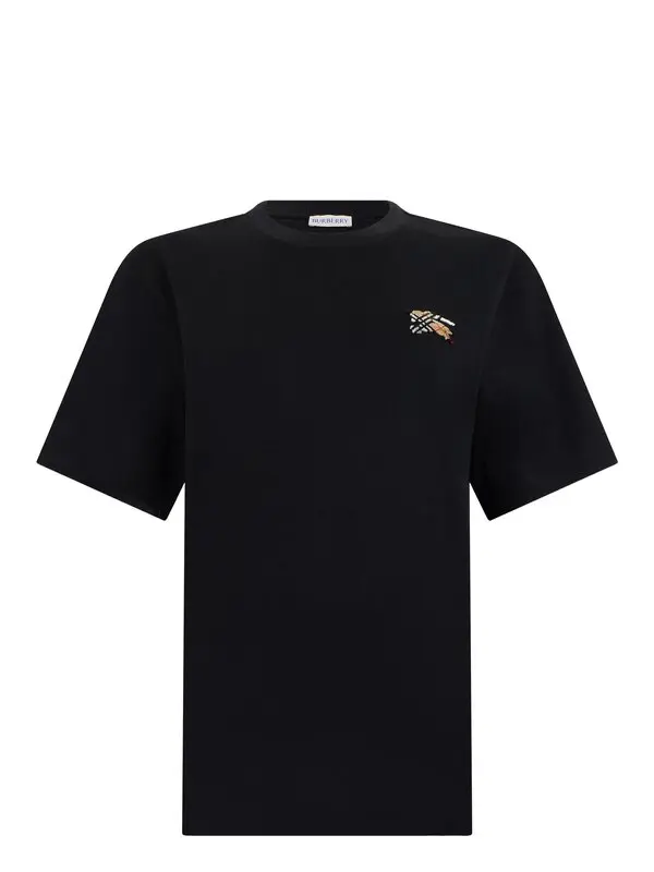 Burberry Embroidered Logo Cotton T-shirt - Black