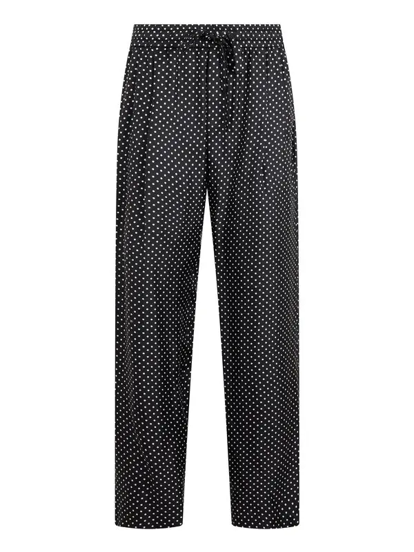 Dolce & Gabbana Polka Dot Silk Trousers - Black