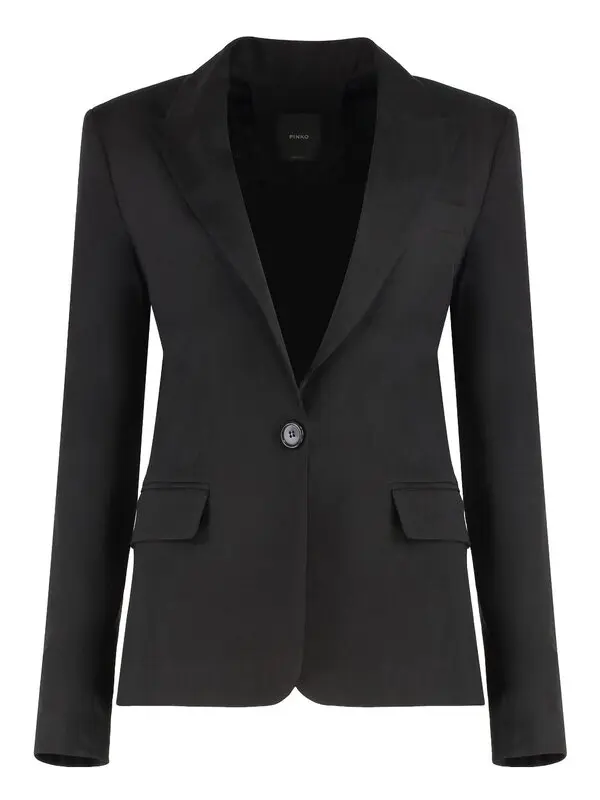Pinko Single-breasted Blazer With Peak Lapel And Cutout Detail - Black