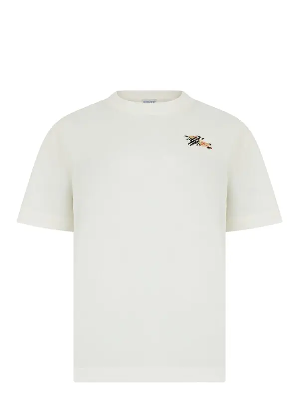 Burberry Embroidered Logo Cotton T-shirt - White