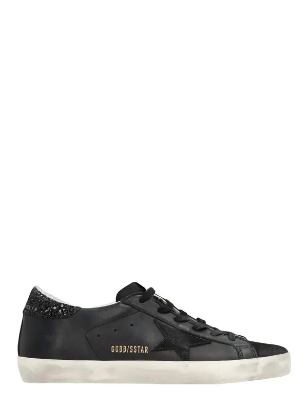GOLDEN GOOSE Suede Trim Star Patch Glitter Heel Low-top Sneakers - Black