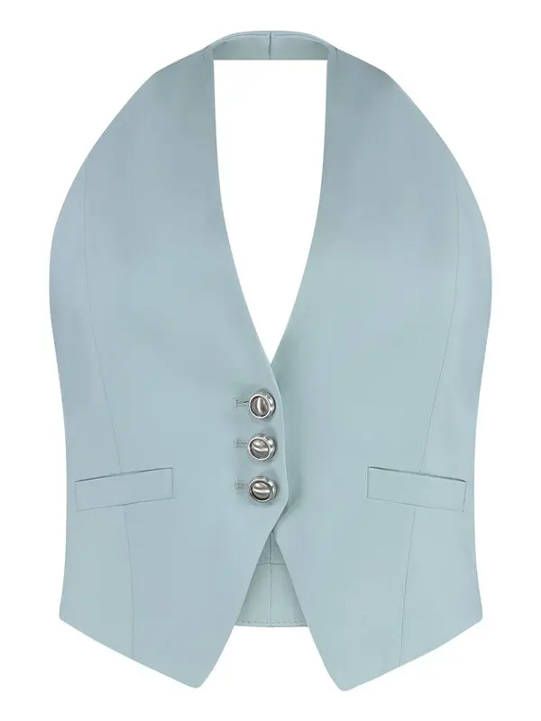 Pinko Moretta Single-breasted Vest - Light Blue