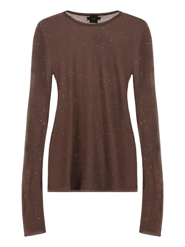 Pinko Long Sleeve Sequin Top - Brown