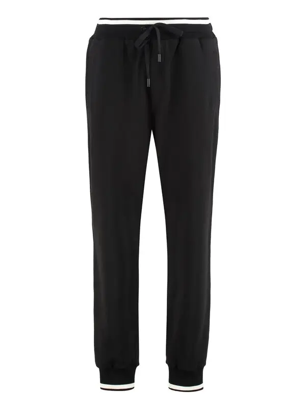 Dolce & Gabbana Cotton Track Pants For With Ribbed Hems - Black