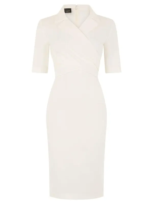Pinko Fitted Midi Dress With V-neck And Bow Detail - White