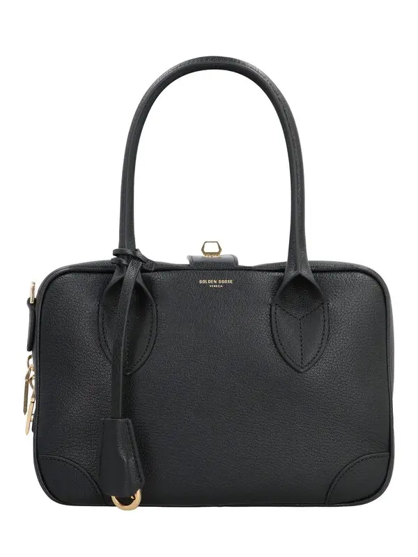 GOLDEN GOOSE Vita Mini Leather Handbag With Turn-lock Closure - Black