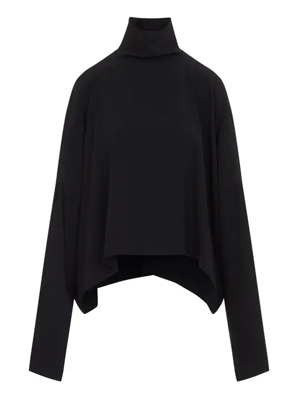Rick Owens Jumbo Creped Viscose-blend Loose-fit Top - Black