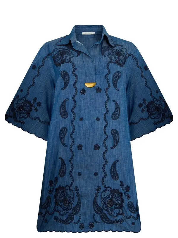 Zimmermann Embroidered Mini Dress - Denim