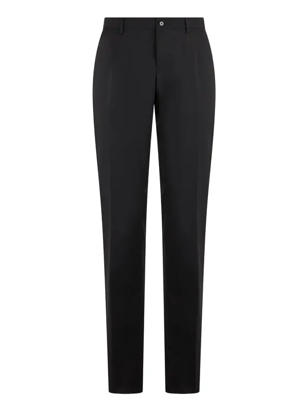 Dolce & Gabbana Slim Fit High Waist Tapered Wool Pants - Black