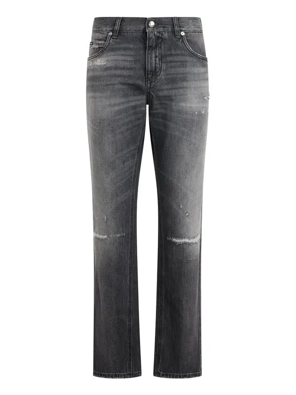 Dolce & Gabbana Straight Cut Faded Denim Jeans - Grey