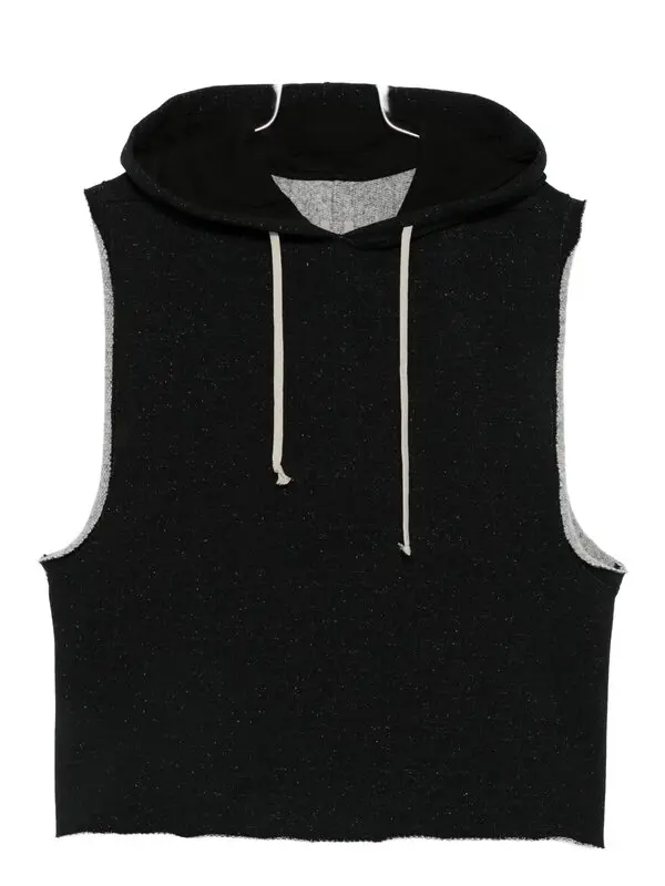Rick Owens Drawstring Hood Sweatshirt Vest - Nero