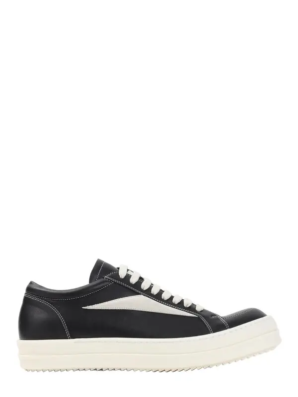 Rick Owens Inspired Leather Sneakers - Black