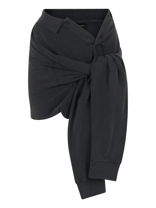 Balenciaga Knot-detail Polo Skirt With Wrap Design - Grey
