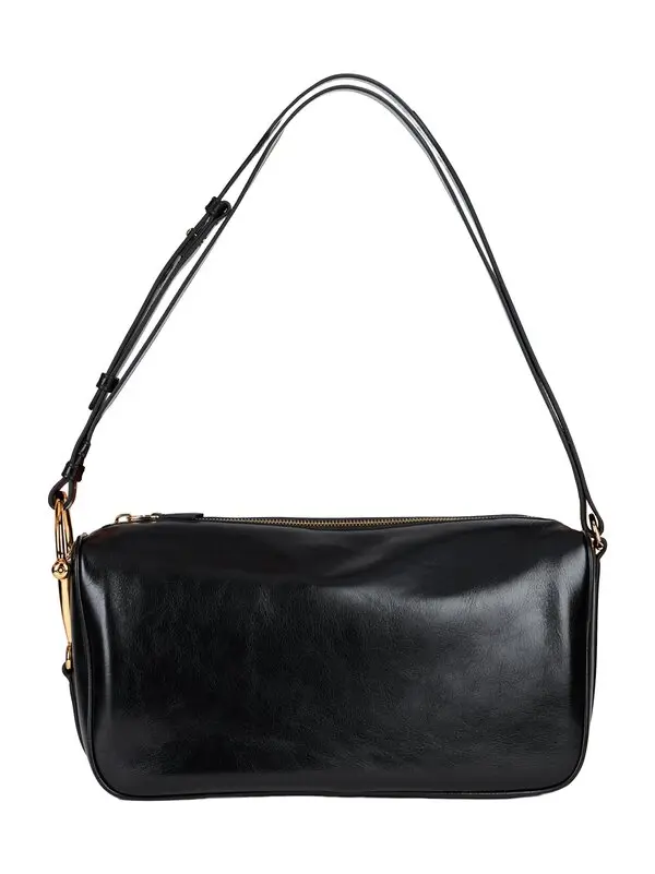 Gucci Calfskin Leather Shoulder Bag With Buckle Detail - Black