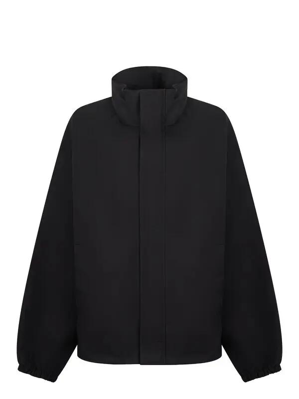 Gucci High Collar Cotton Raincoat With Wide Sleeves - Black