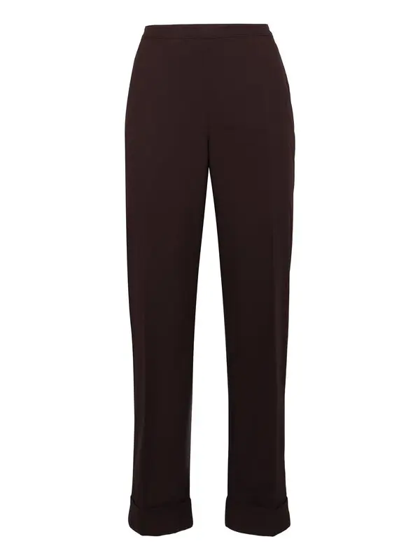 Aspesi High-rise Cotton Trousers With Roll-up Cuffs - Brown