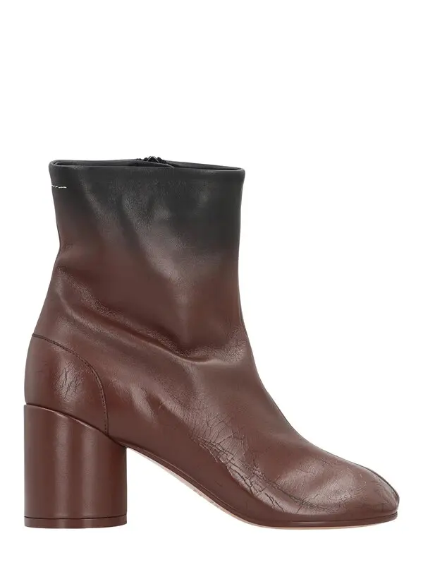 MAISON MARGIELA Leather Ankle Boots With Inner Zip And Cylindrical Heel - Brown