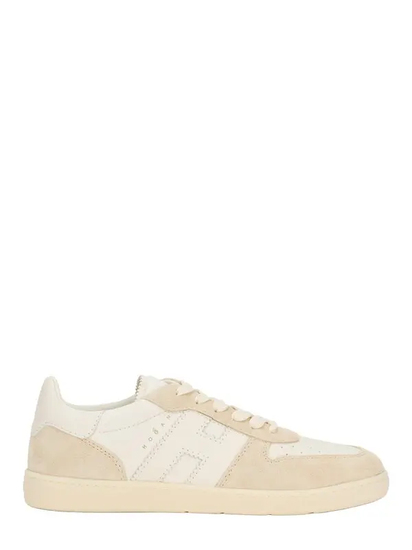 Hogan Elegant Suede & Napa Leather Sneakers With Memory Sole - Ivory