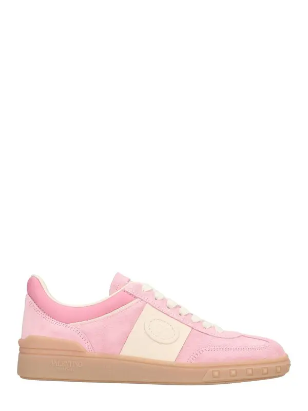 Valentino Garavani Low-profile Suede And Leather Lace-up Sneakers - Pink