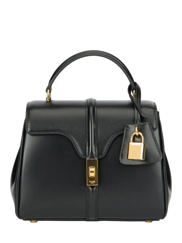 Celine Mini 16 In Satinated Calfskin - Black