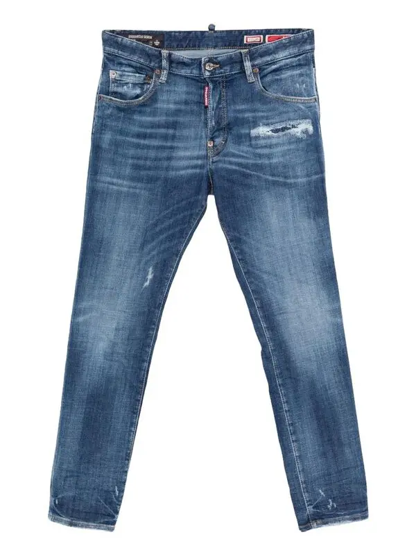 Dsquared2 Distressed Slim-fit Jeans - Navy