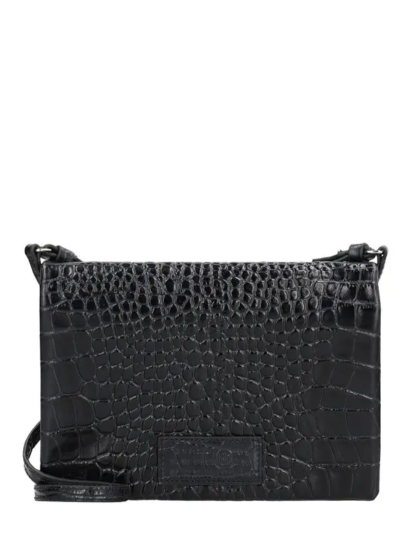 MAISON MARGIELA Crocodile-effect Leather Mini Shoulder Bag - Black