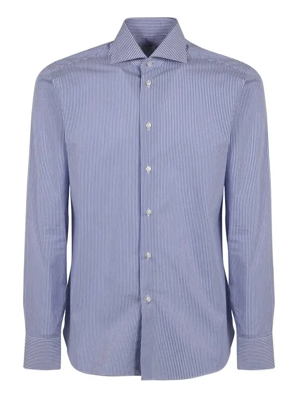 BORRIELLO NAPOLI Striped Cotton Shirt - Blue