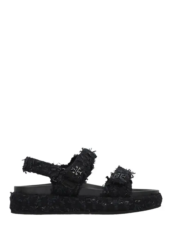 Tory Burch Structured Tweed Lace Kira Sports Sandals - Black
