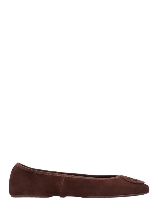 Tory Burch Tapered Suede Ballerina Flats - Brown