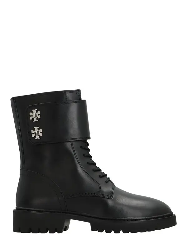 Tory Burch Leather Ankle Boots With Lug Sole And Turnlock Detail - Black