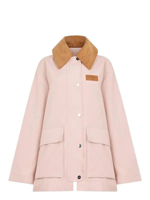 GANNI Relaxed Fit Jacket With Contrast Collar - Pink