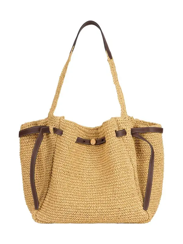 Tory Burch Romi Raffia Tote Handbag - Beige