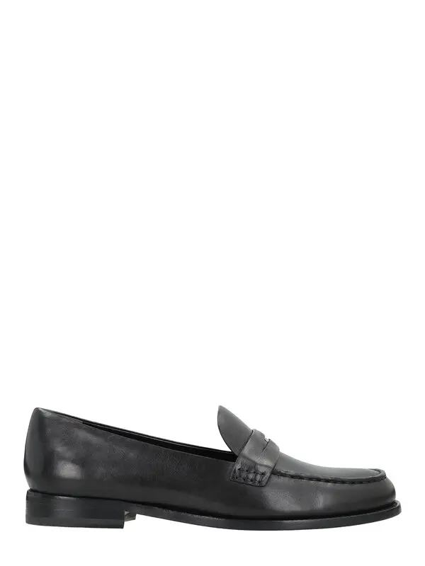 Tory Burch Leather Moccasin Loafers With Rounded Toe - Black