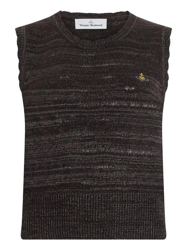 VIVIENNE WESTWOOD Sleeveless Embroidered Logo Knit Sweater - Multicolor