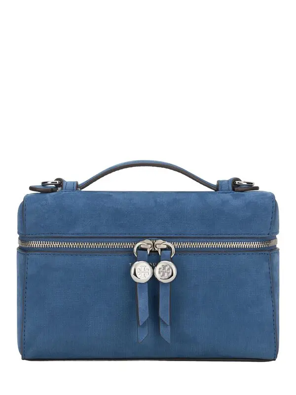 Tory Burch Romy Mini Nubuck Handbag With Top Handle And Shoulder Strap - Blue