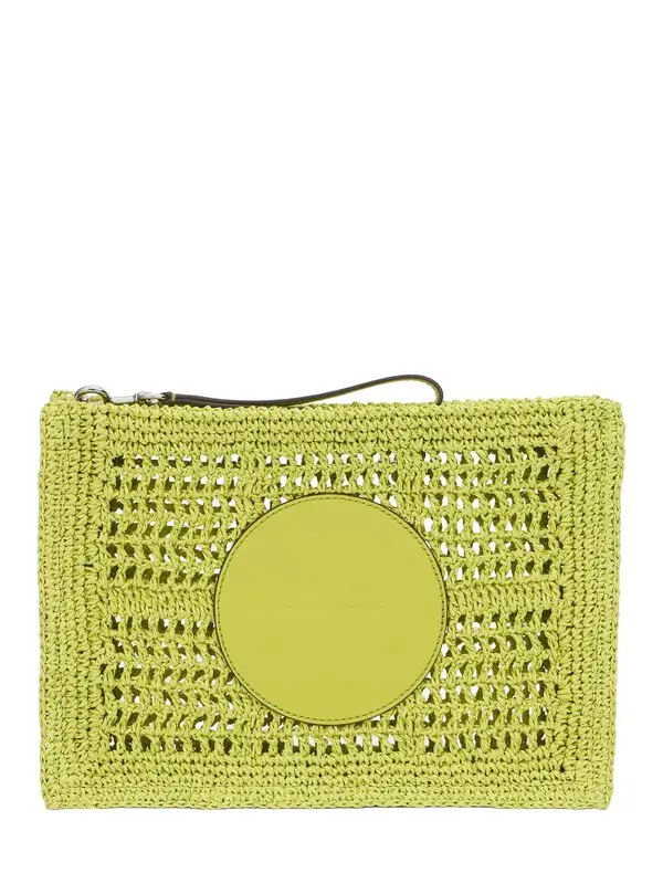 Tory Burch Ella Crochet Pouch Handbag With Handle - Green