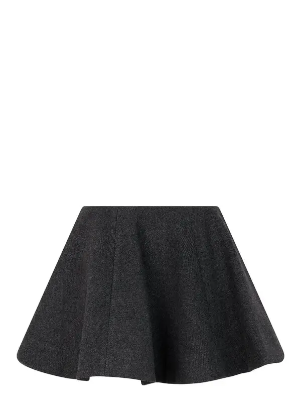 GANNI Wool & Cashmere Flared Skirt - Heather Grey
