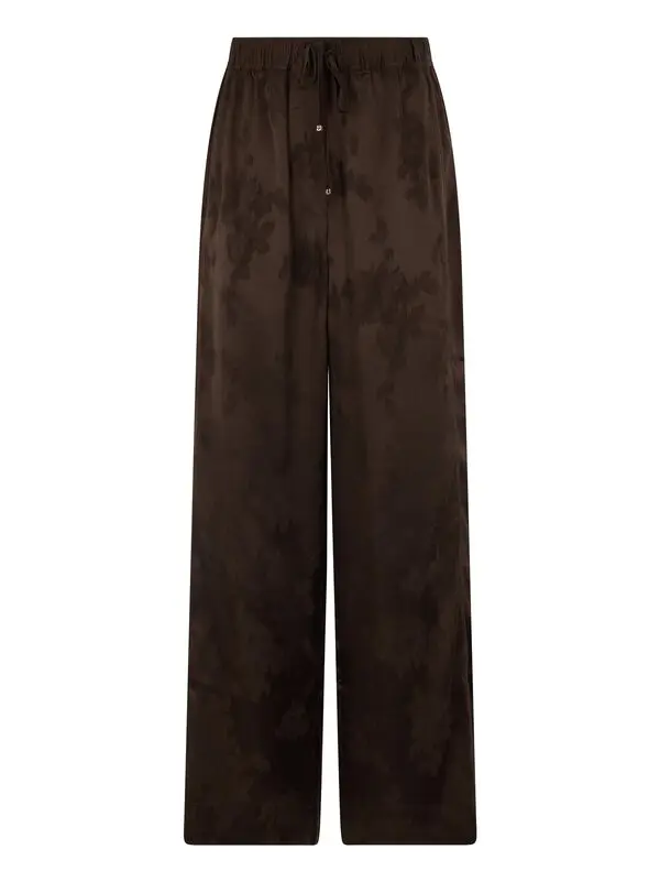 GANNI Jacquard Satin Straight-leg Pants With Elastic Waistband - Brown