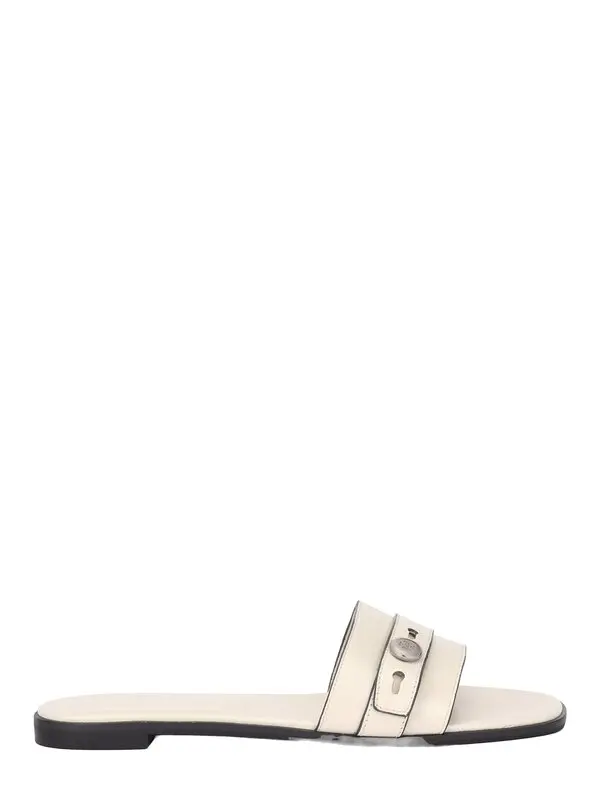Tory Burch Romy Woven Leather Slider Sandals - Sand