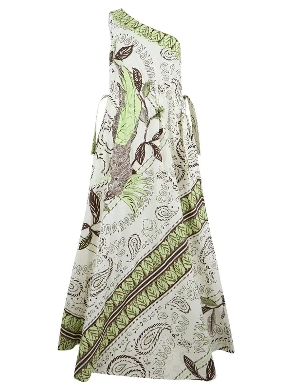 Tory Burch One-shoulder Printed Cotton-blend Dress - Multicolor