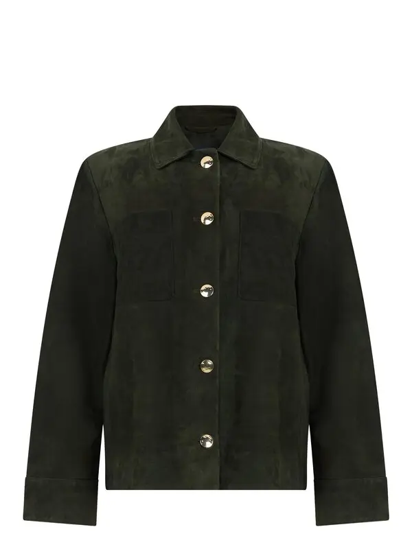 Max Mara Soft Lambskin Suede Button-front Jacket - Green