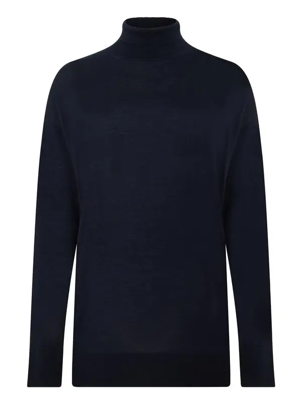 Max Mara Sculpted High-neck Virgin Wool Sweater - Blue