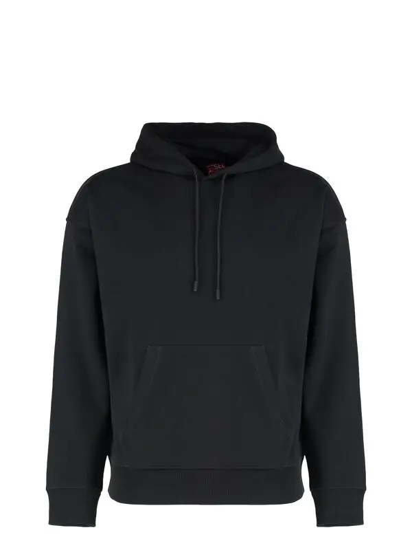 DIESEL® Ribbed-edge Cotton Hoodie - Black