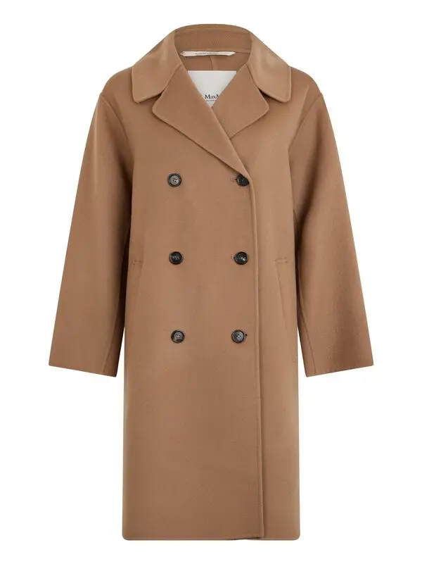 Max Mara Double-breasted Virgin Wool Jacket With Flared Sleeves - Camel