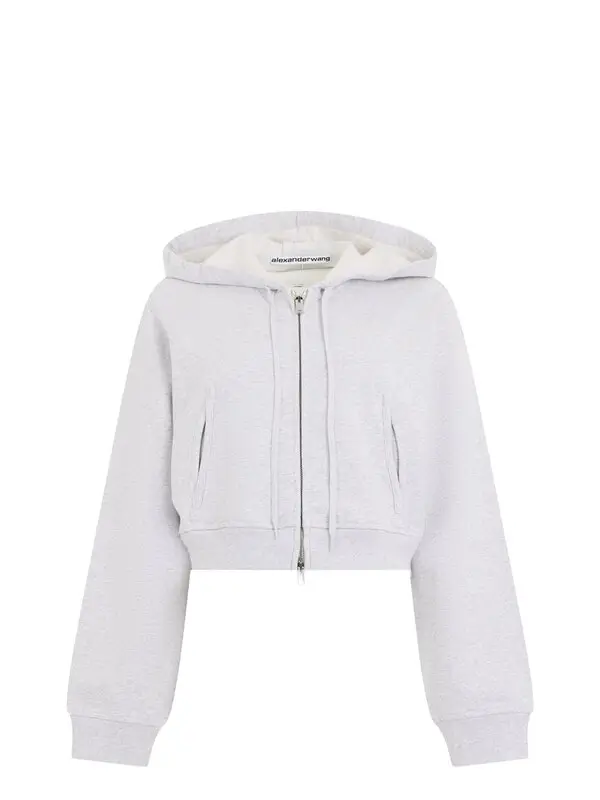 Alexander Wang Cropped Zip Hoodie - Light Gray