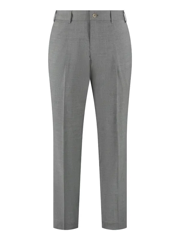THE ALPHABET Stretch Wool-blend Tailored Trousers With Back Flap Pockets - Grey