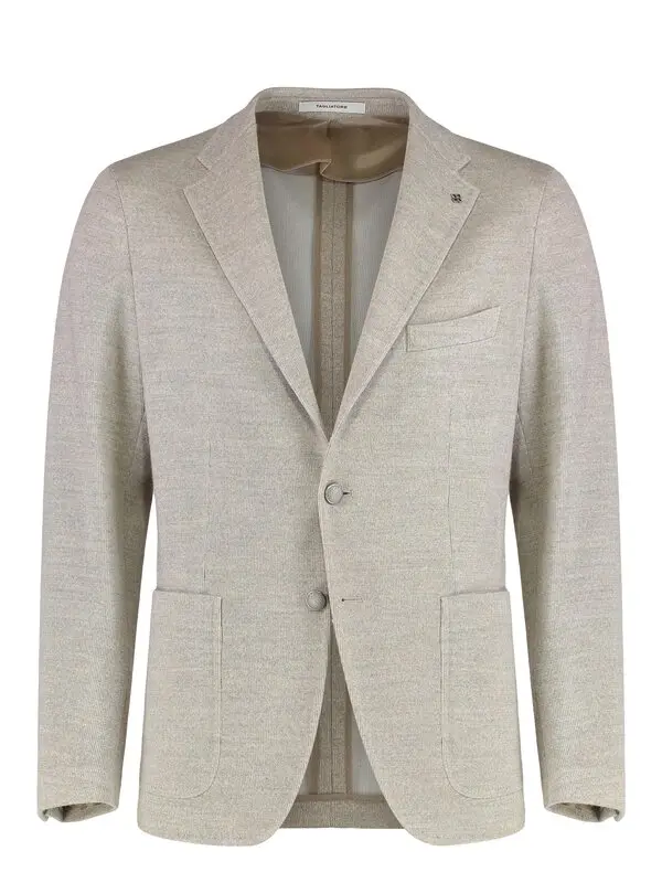 Tagliatore Single-breasted Wool-blend Jacket With Notch Collar - Sand